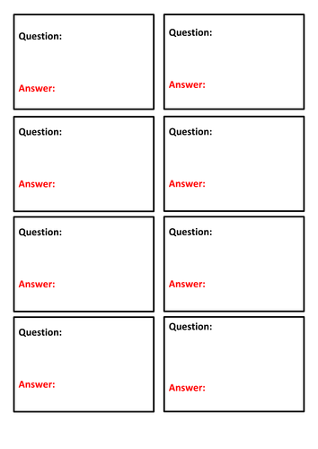Blank quiz quiz trade cards | Teaching Resources