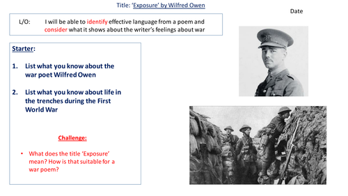 'Exposure' by Wilfred Owen | Teaching Resources