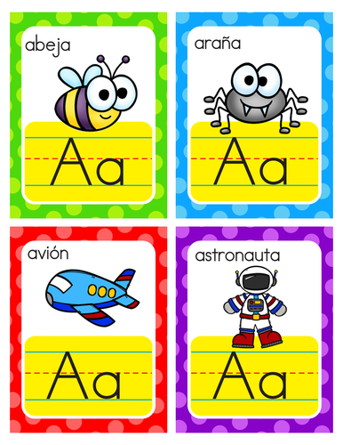 SPANISH ALPHABET MULTICOLOR FLASH CARDS | Teaching Resources