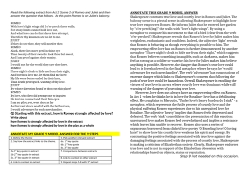 Romeo and Juliet: Grade 9, Grade 8 and Grade 7 model responses ...