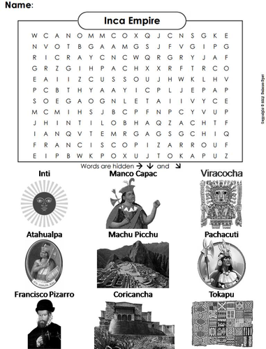 Inca Empire Word Search | Teaching Resources