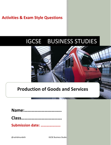 IGCSE/O Level/Edexcel Business Studies Case study/Activity - Production ...