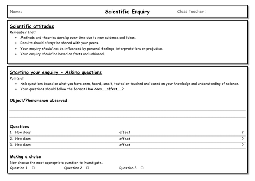 KS3 Science Scientific Enquiry worksheet | Teaching Resources