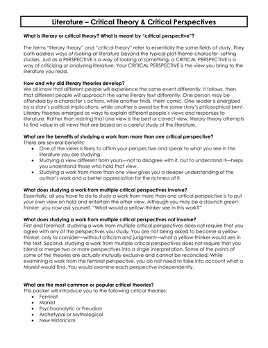 Literary Criticism A-Level - Feminism, Marxism, Psychoanalysis, Queer ...