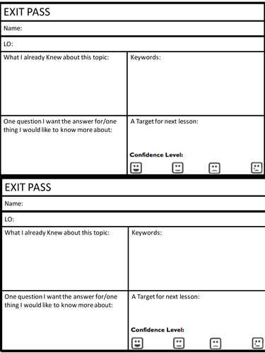 Exit passes | Teaching Resources