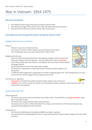 AQA GCSE History - War in Vietnam Revision Notes (old spec) | Teaching ...