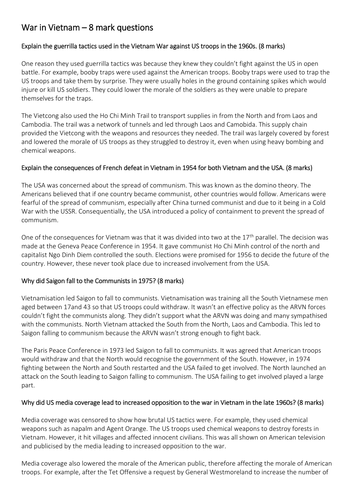AQA GCSE History - War in Vietnam Revision Resources (old spec ... AQA GCSE History - War in Vietnam Revision Resources (old spec ...