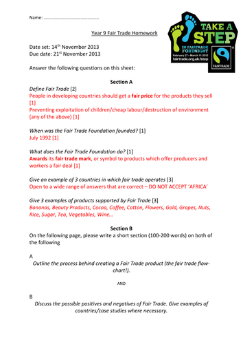 Fair Trade - Homework/Flipped Learning/Assessment | Teaching Resources