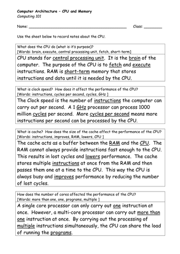 CPU - Computer Architecture | Teaching Resources CPU - Computer Architecture | Teaching Resources