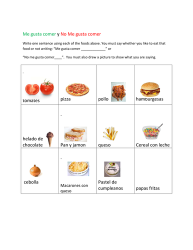 Me gusta/No me gusta Spanish practice sheet | Teaching Resources