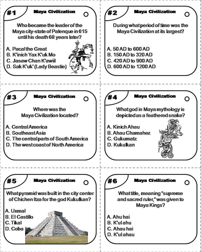 Maya Civilization Task Cards | Teaching Resources