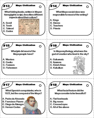 Maya Civilization Task Cards | Teaching Resources