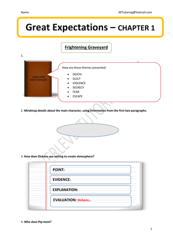 DICKENS: GREAT EXPECTATIONS - CHAPTER 1 - Comprehension questions and ...