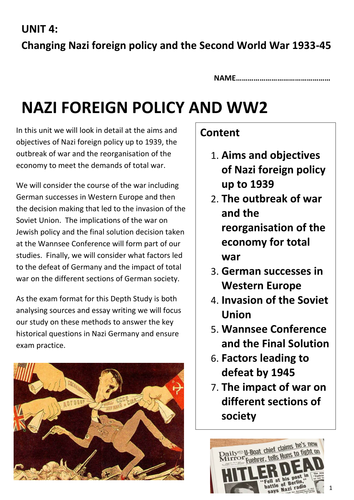 Changing Nazi foreign policy and the Second World War 1933-45 ...