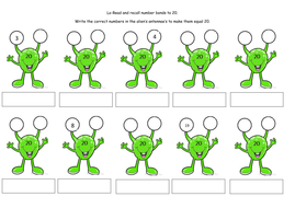 Counting in 10's spinning tops and number bonds to 20 aliens | Teaching ...