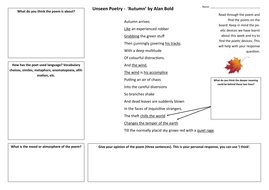 GCSE Eduqas WJEC Unseen Poetry lesson KS3/KS4 Autumn Alan Bold by ...