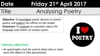 GCSE Eduqas WJEC Unseen Poetry lesson KS3/KS4 Autumn Alan Bold ...