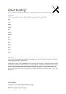Vocab Building Worksheet | Teaching Resources