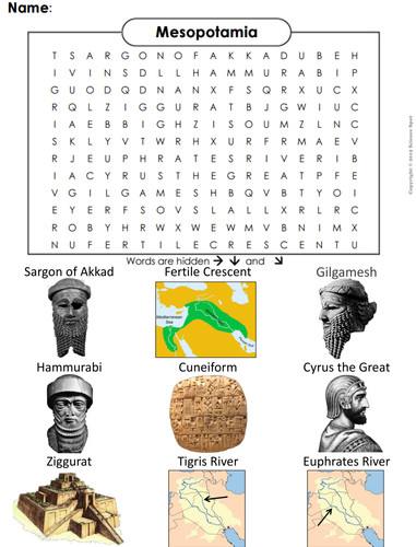 Mesopotamia Word Search | Teaching Resources
