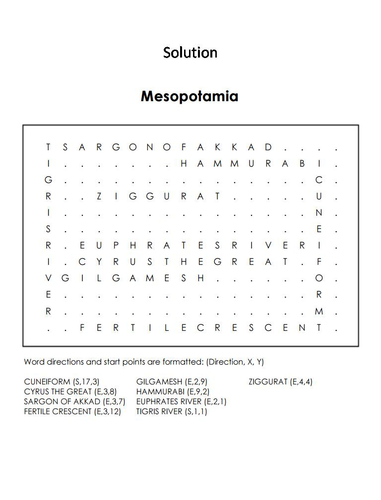 Mesopotamia Word Search | Teaching Resources