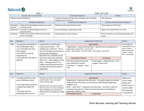 Whatever Next 2 weekly plan | Teaching Resources