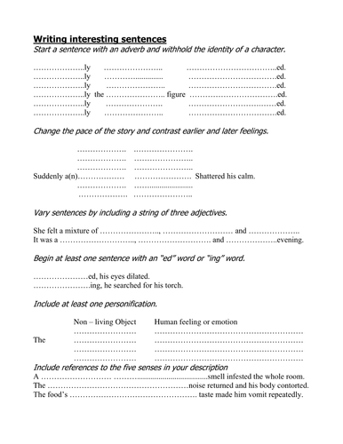 Writing interesting sentences for Paper 1 Question 5 | Teaching Resources
