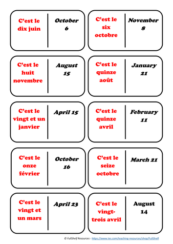 French Dates Games | Teaching Resources