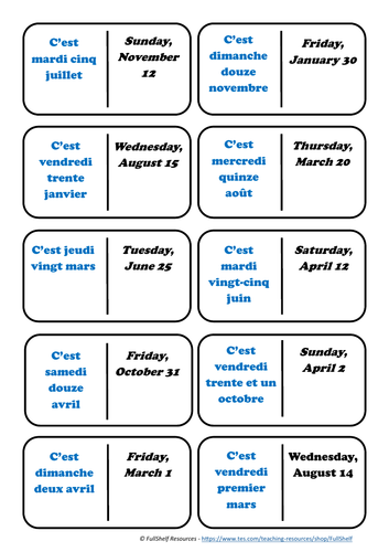 French Dates Games | Teaching Resources