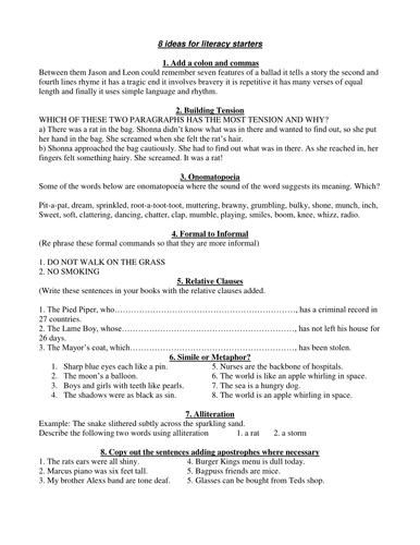 8 ideas for literacy starters | Teaching Resources