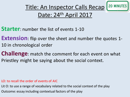 GCSE English Revision Lesson: An Inspector Calls | Teaching Resources
