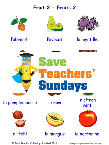 Fruits in French Worksheets, Games, Activities and Flash Cards (with ...