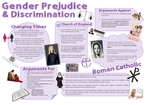 WJEC Eduqas Relationships: Gender Prejudice and Discrimination Learning ...