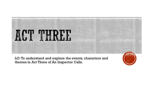 Act Three An Inspector Calls | Teaching Resources