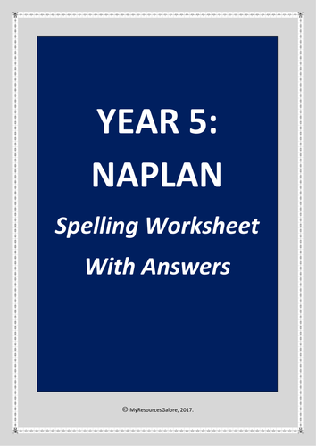 NAPLAN: Year 5 Spelling Worksheet | Teaching Resources