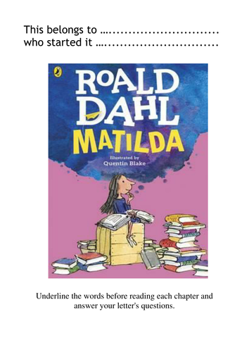 Matilda by Roald Dahl - workbook (differentiated) | Teaching Resources