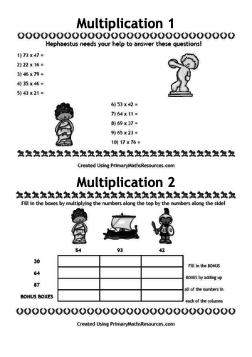 Ancient Greek Themed Multiplication and Division Worksheets for Year 4 ...