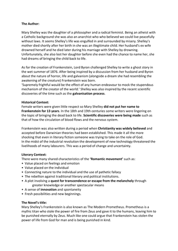 Frankenstein A Level English Literature Revision | Teaching Resources