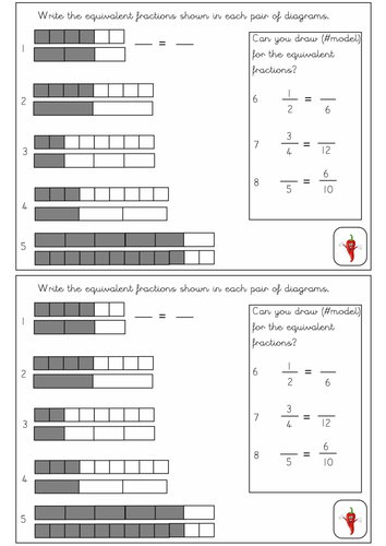 Year 5 Equivalent Fractions Fluency and Reasoning | Teaching Resources