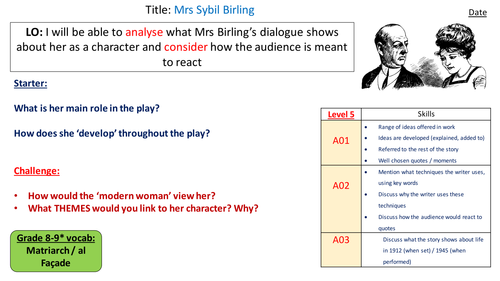 Mrs Sybil Birling in 'An Inspector Calls' | Teaching Resources