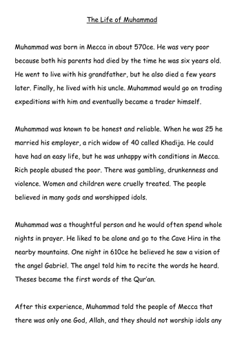 Life of Muhammad - KS3 Islam lesson | Teaching Resources