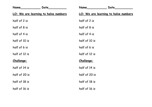 Halving Numbers and Shapes | Teaching Resources