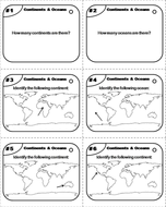 Continents and Oceans Task Cards | Teaching Resources