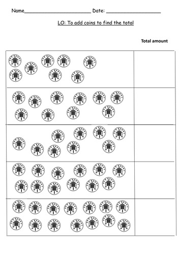 Money - Find the total worksheet | Teaching Resources