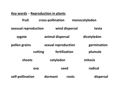Reproduction in plants iGCSE/GCSE summary activities | Teaching Resources