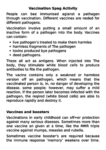 A Level Biology Vaccination Lesson & Activities | Teaching Resources