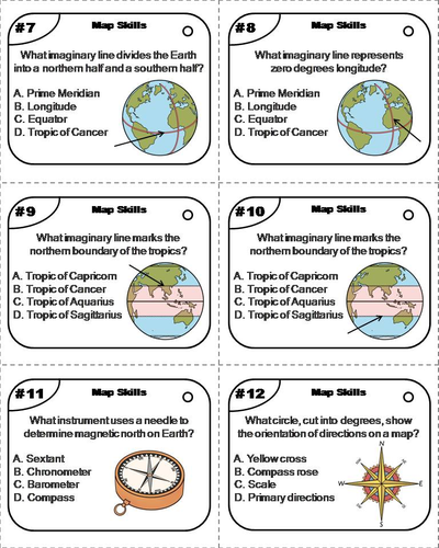 Map Skills Task Cards | Teaching Resources