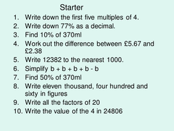 WJEC Maths GCSE Foundation and Intermediate Starter Questions ...