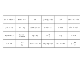 Algebraic Vocabulary Match-Up Cards (Term, Expression, Equation ...