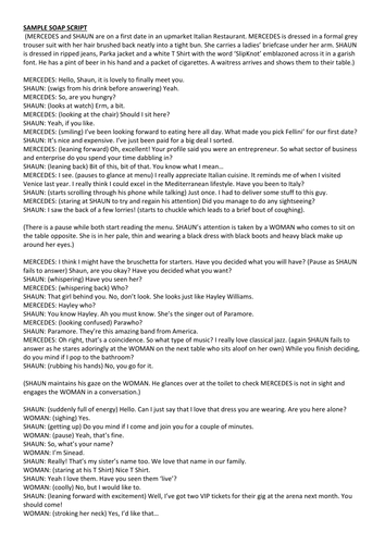 Writing a script for a scene from a soap. Planning sheets and example ...