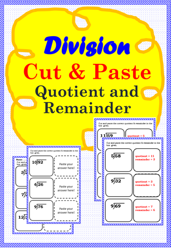 Division- Cut & Paste Activity | Teaching Resources